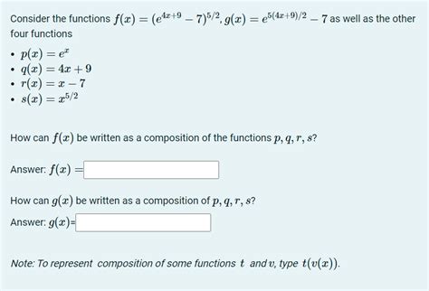 Solved Consider The Functions