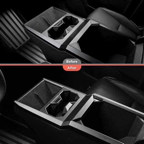 Center Console Cup Holder Panel Trim Cover Carbon Fiber Pattern Abs