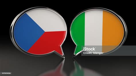 연설 거품으로 체코 아일랜드 플래그입니다 3 차원 일러스트 레이 션 0명에 대한 스톡 사진 및 기타 이미지 0명 3차원