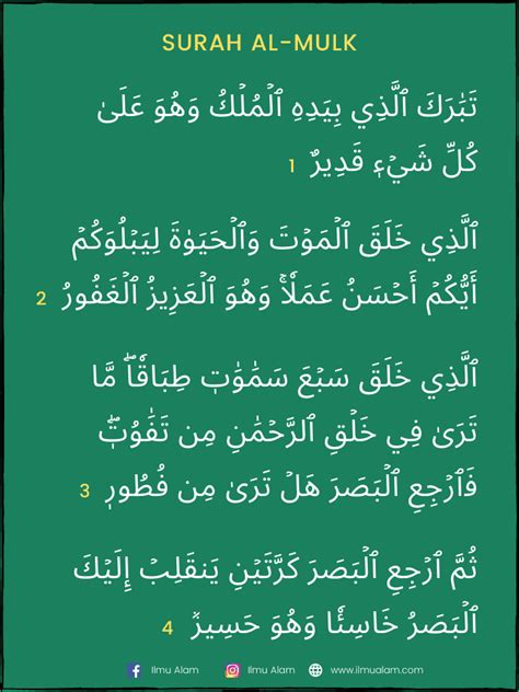 Surah Al Mulk Dengan Tulisan Rumi Tepung Pelita