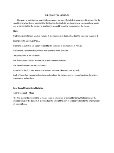 The Concept Of Moment Pdf Skewness Variance
