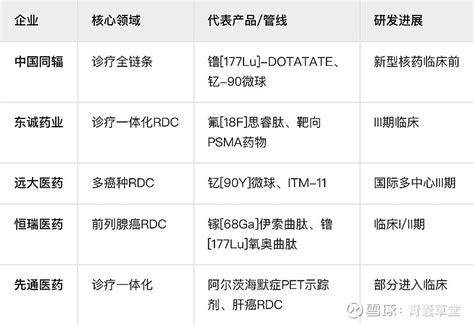 核药含放射性核素偶联药物（rdc）相关 核药及放射性核素偶联药物（rdc）领域相关的国内外玩家💊 一、国内核心上市玩家 1 龙头企业（市场份额超50 ） 雪球