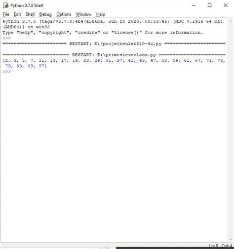 Screenshot Of Running Python Code For Primesieve Class Showing Primes