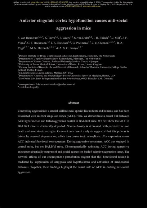 PDF Anterior Cingulate Cortex Hypofunction Causes Anti Social Day Ago Also Referred