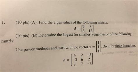 Solved Pts A Find The Eigenvalues Of The Chegg