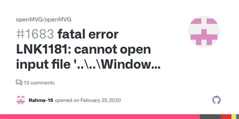 Fatal Error Lnk1181 Cannot Open Input File Windows Amd64