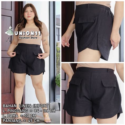 Jual UNION JUMBO HOT PANTS WANITA CELANA JUMBO WANITA CELANA PENDEK WANITA MUAT BB KG