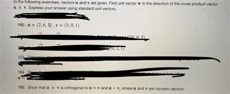 Solved In The Following Exercises Vectors U And V Are Chegg Com