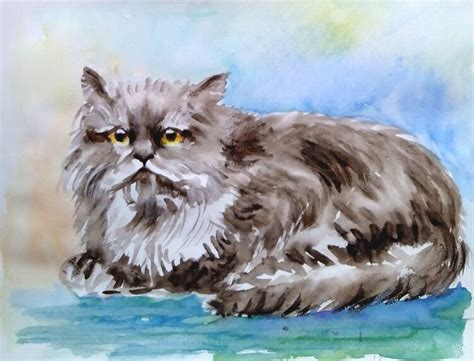 Perserkatze Tiermalerei Aquarell Aquarellmalerei Katzen Von Vinci Kunstnet