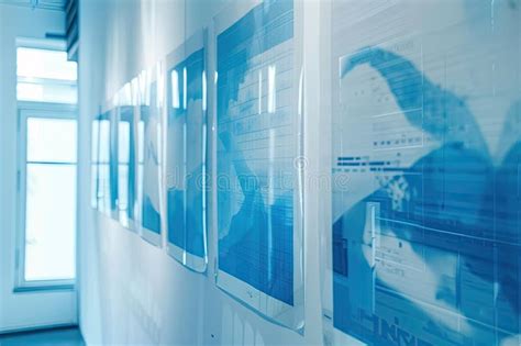 A Set Of Azure Graphs And Charts On A White Paper Stock Illustration