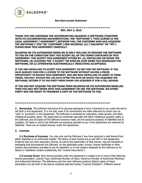 Template Software License Agreement
