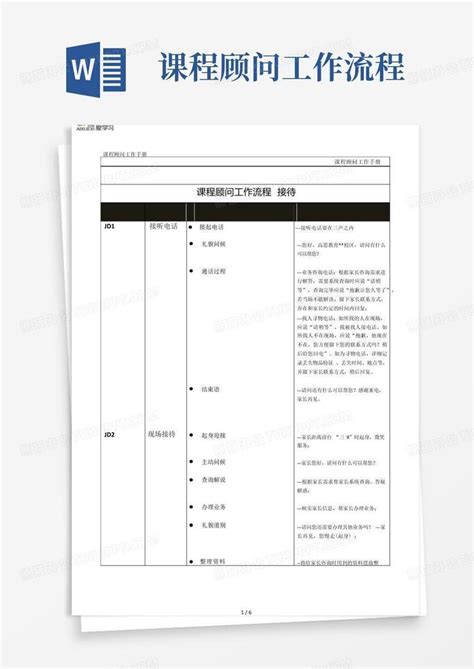 课程顾问工作流程Word模板下载 编号ladnevmn 熊猫办公