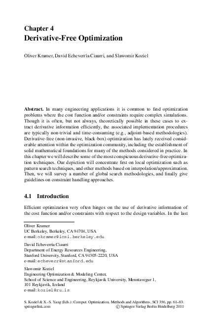 Pdf Derivative Free Optimization