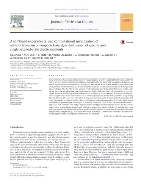 Pdf A Combined Experimental And Computational Investigation Of