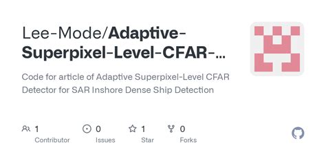 Github Lee Modeadaptive Superpixel Level Cfar Detector For Sar