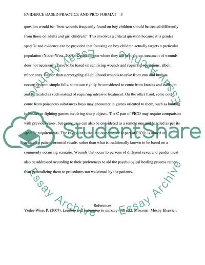 Evidence Based Practice And Pico Format Assignment