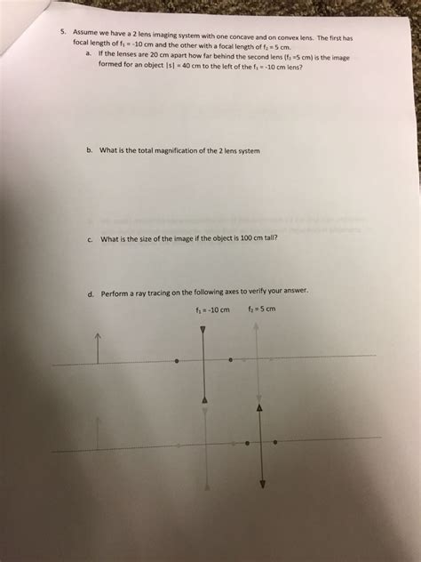 Solved 5 Assume We Have A 2 Lens Imaging System With One