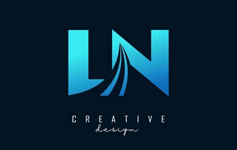 Creative Blue Letters Ln L N Logo With Leading Lines And Road Concept Design Letters With