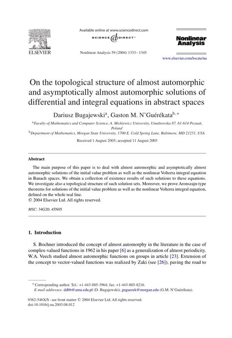 Pdf On The Topological Structure Of Almost Automorphic And Asymptotically Almost Automorphic