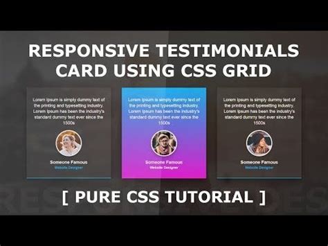Responsive Testimonials Card UI Design Using CSS Grid Cool CSS Hover Effects Css Grid