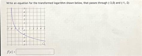 Solved Write An Equation For The Transformed Logarithm Shown