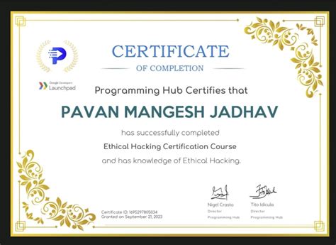 Completed Ethical Hacking Course Pavan Jadhav Posted On The Topic