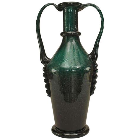 1940s Italian Textured Emerald Green Murano Vase For Sale At 1stdibs