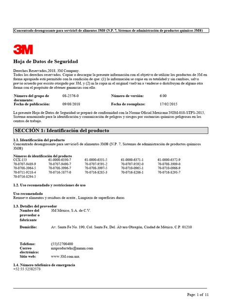 Desengrasante 3m Pdf Mercancías Peligrosas Transporte
