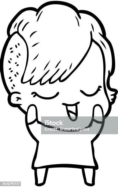 Happy Cartoon Girl Stock Illustration Download Image Now Adult Art