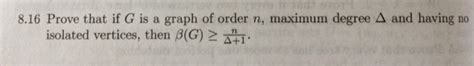 Solved Prove That If G Is A Graph Of Order N Maximum Chegg