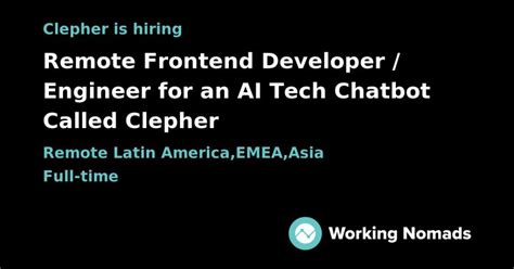 working nomads on linkedin [remote job] remote frontend developer