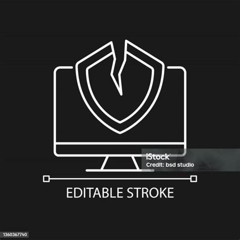 Cybersecurity Vulnerability White Linear Icon For Dark Theme Stock Illustration Download Image