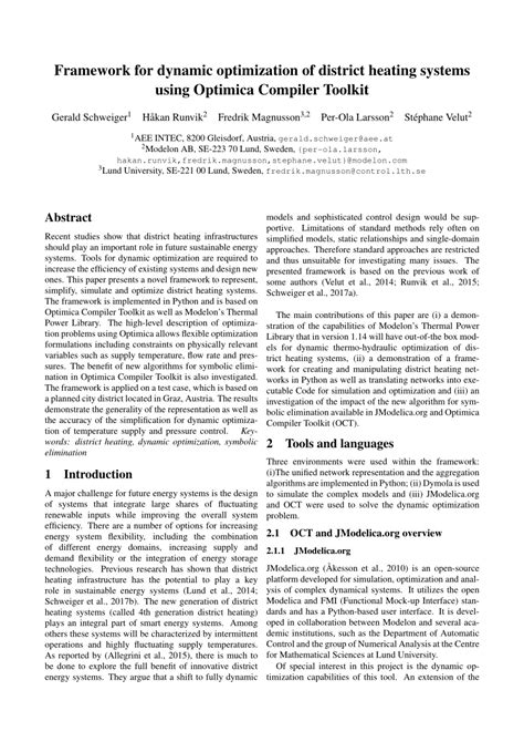 Pdf Framework For Dynamic Optimization Of District Heating Systems