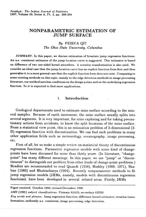 Pdf Nonparametric Estimation Of Jump Surface