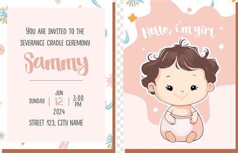 пригласительный билет на детский душ для девочки Png Pngwing