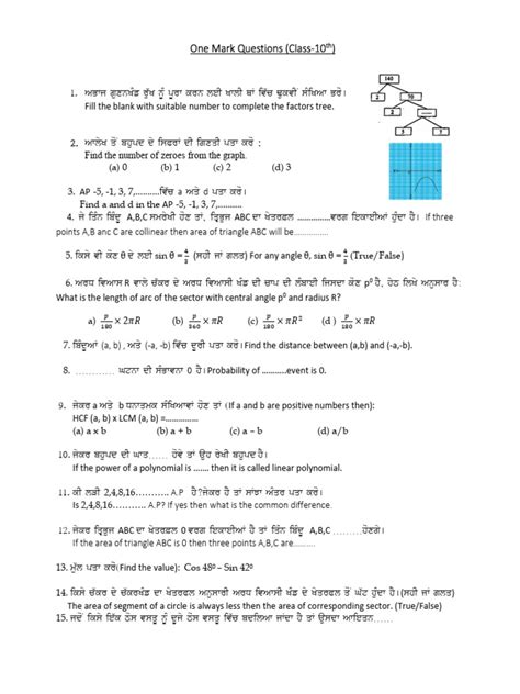 10th One Mark Questions Pdf