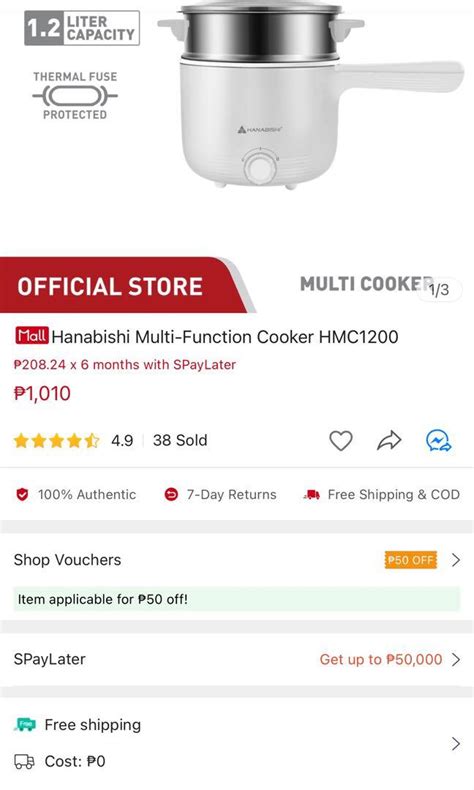 Hanabishi Multi Function Cooker Hmc Tv Home Appliances Kitchen Appliances Cookers On