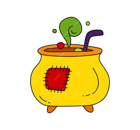 Premium Vector A Cauldron With A Potion Vector Color Illustration Of