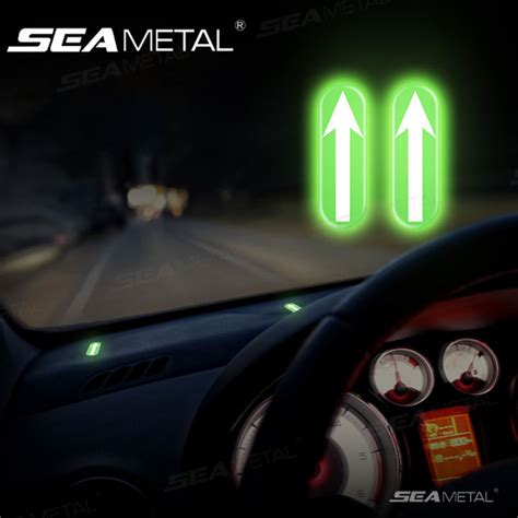 Seametal Car Luminous Warning Stickers Interior Lane Keeping Sign Driving Night Reflective