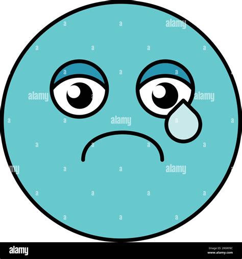 Sad Teary Emoji Vector Illustration Melancholy Teardrop Emoticon