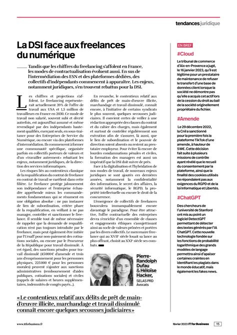 La DSI face aux freelances du numérique PRD Avocats