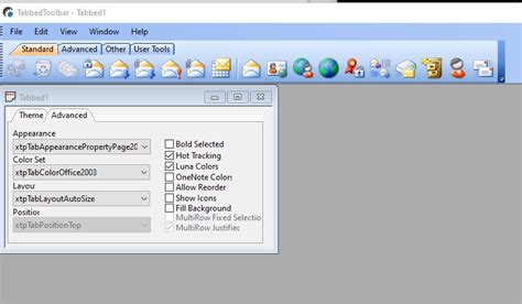 Tabbedtoolbar Sample And Xtptabappearancevisio Codejock Developer