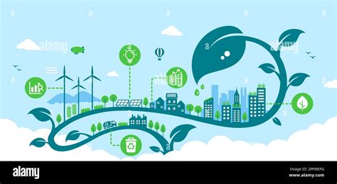 Green Eco City Vector Banner Illustration Sdgs Ecology Concept