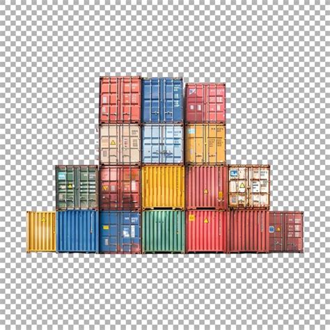 Stack Of Shipping Containers On Transparent Background Ai Generated Premium AI Generated PSD