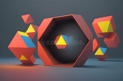 Abstract 3d Rendering Of Geometric Shapes Composition With Squares
