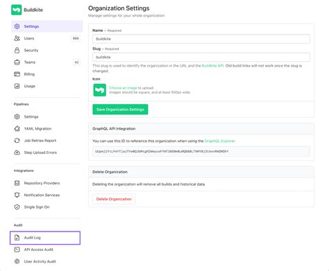 Audit Log Buildkite Documentation