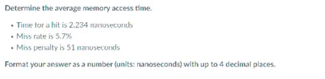 solved determine the average memory access time time for