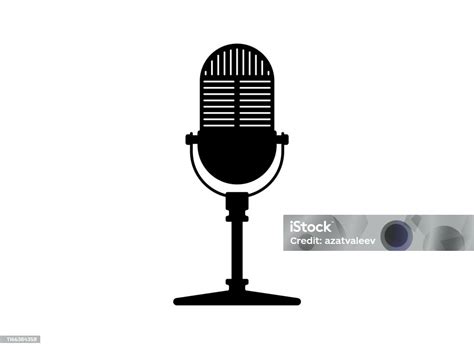 복고풍 빈티지 마이크 벡터입니다 마이크 실루엣 음악 음성 녹음 아이콘입니다 녹음 스튜디오 마이크 기호입니다 흰색 배경의 벡터 그림 개념에 대한 스톡 벡터 아트 및 기타