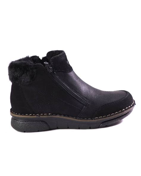 BOTKI RIEKER 73352 00 BLACK Botki Buty za kostkę Damskie