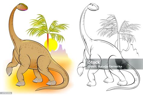 채색을 위한 다채롭고 흑백 패턴 귀여운 공룡의 그림입니다 어린이와 성인을 위한 워크시트 벡터 이미지입니다 색칠 공부 0명에 대한 스톡 벡터 아트 및 기타 이미지 Istock